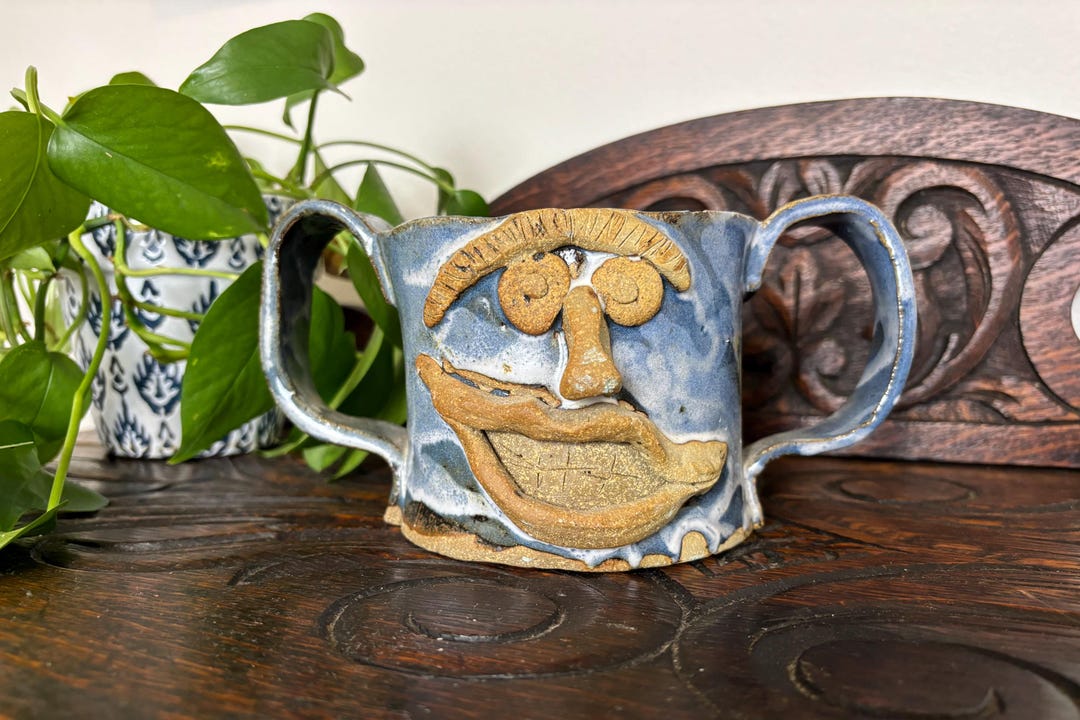 Quirky One of A Kind Giant Ceramic Mug With Face, Cup, Bowl, Pottery ...