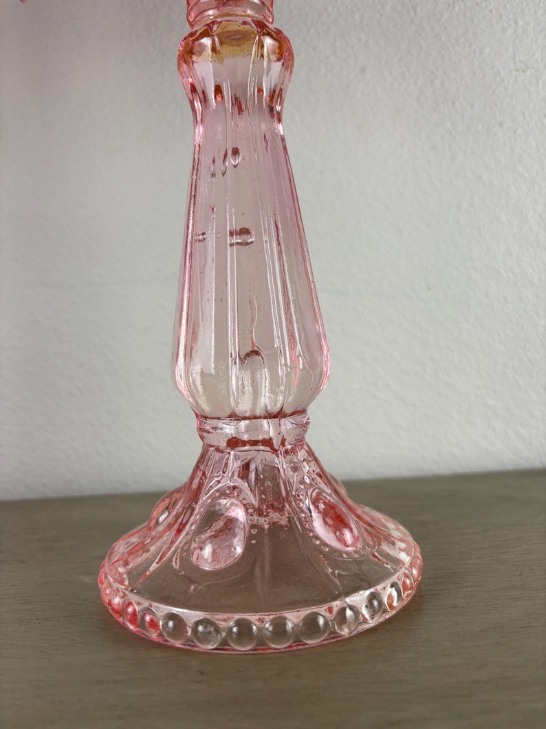 Antique Pink Depression Glass Candelabra, Baccarat Style, Crystal ...