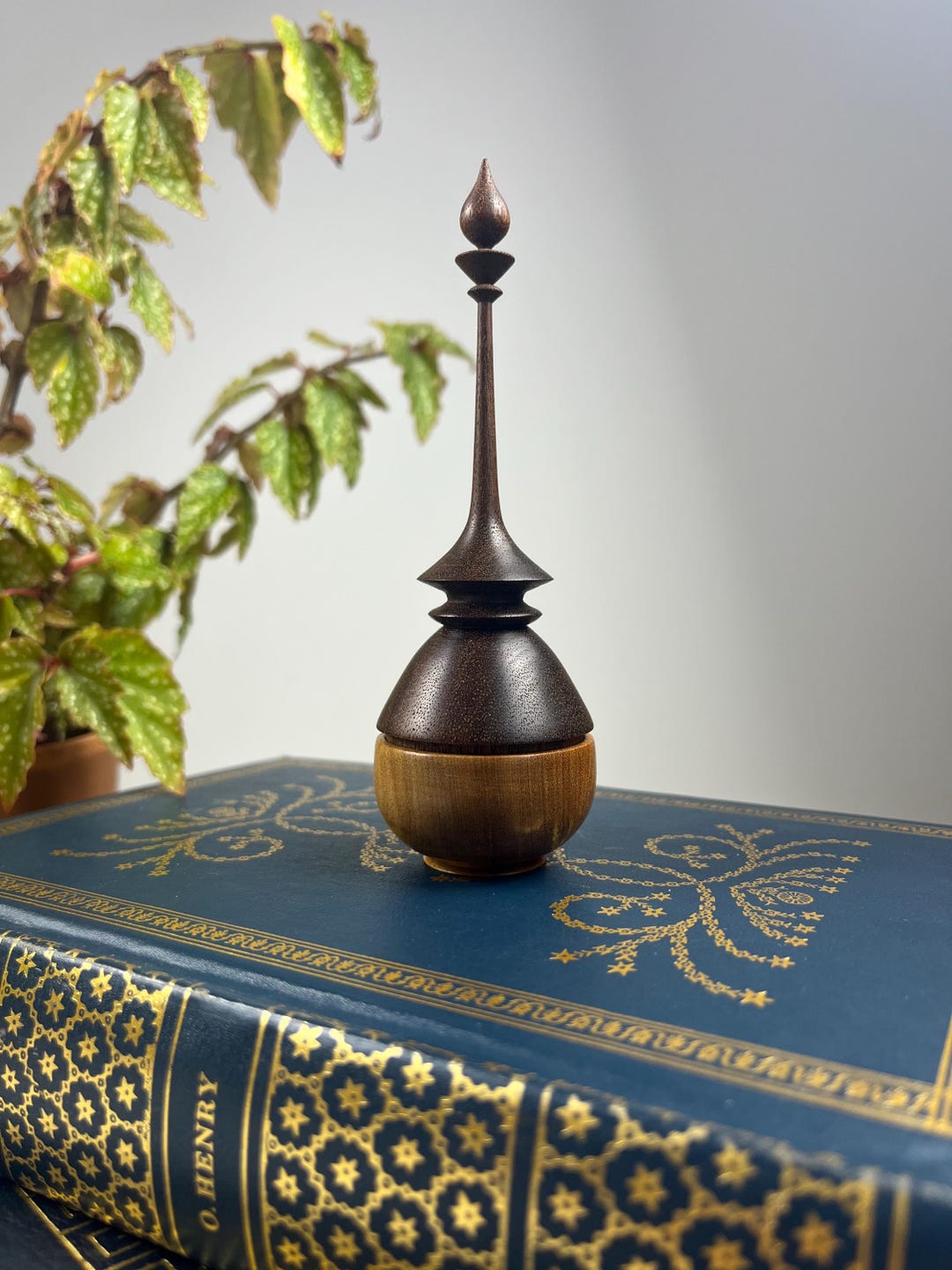 Hand-turned Two-toned Wooden Finial Box, Stash Box, Ring Box, Earring ...