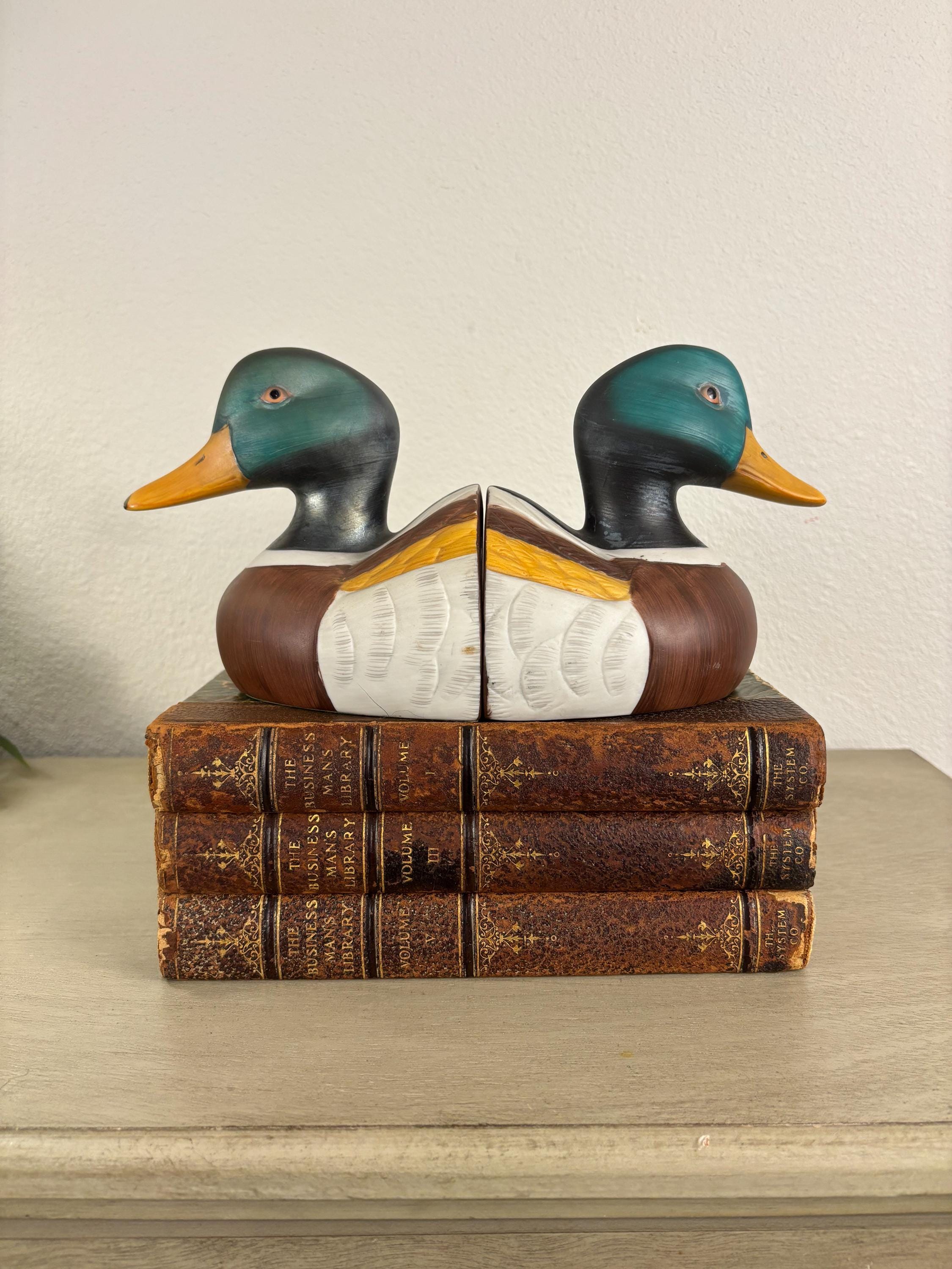 Mallard Duck Ceramic Bookends, Flying, Birds, Books, Reading ...
