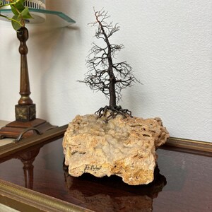 Handcrafted Large Agate With Copper Wire Tree Sculpture, Mid-century ...