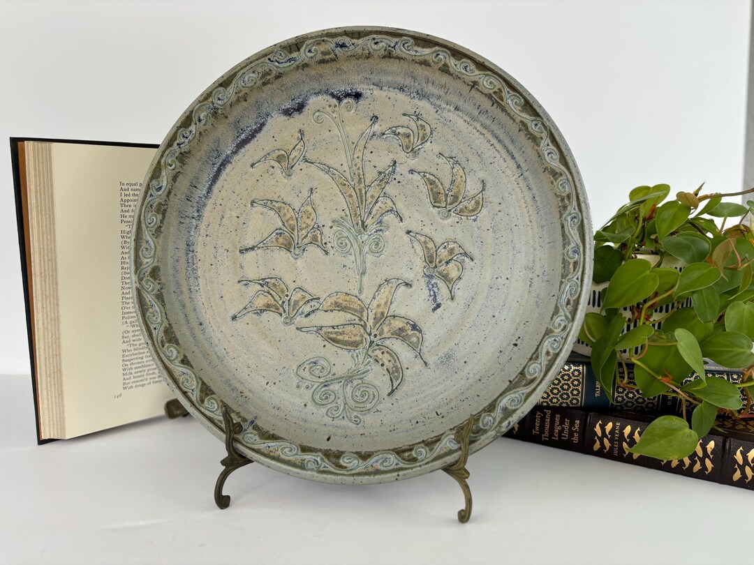 Handmade Large Ceramic Serving Platter Floral Design, Serving Plate ...