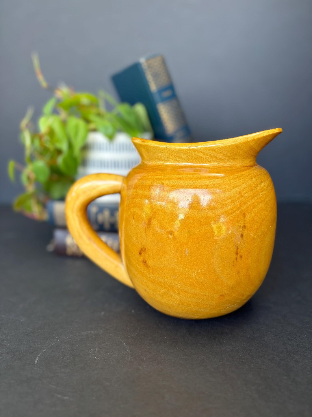 Hand Turned Wooden Drinking Pitcher, Light/honey/golden Color ...