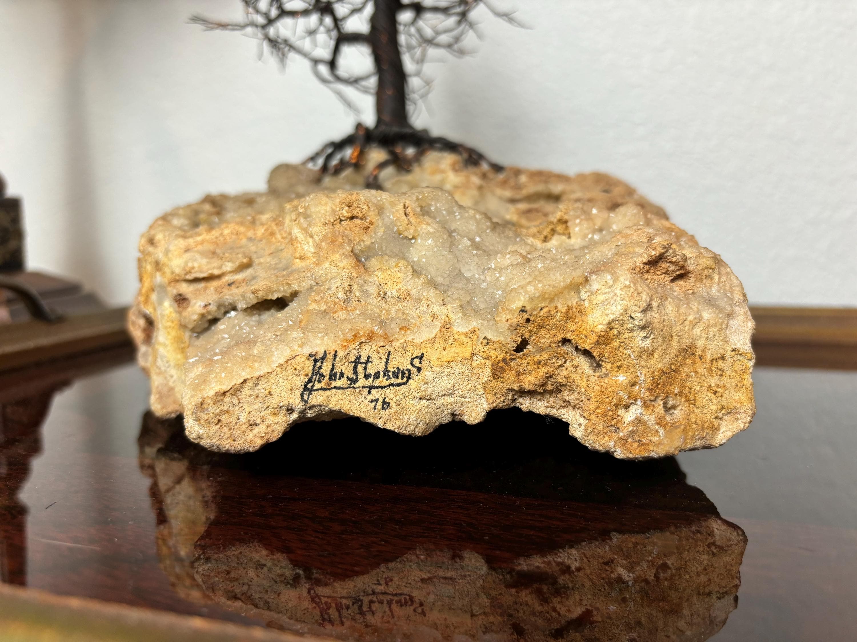Handcrafted Large Agate With Copper Wire Tree Sculpture, Mid-century ...