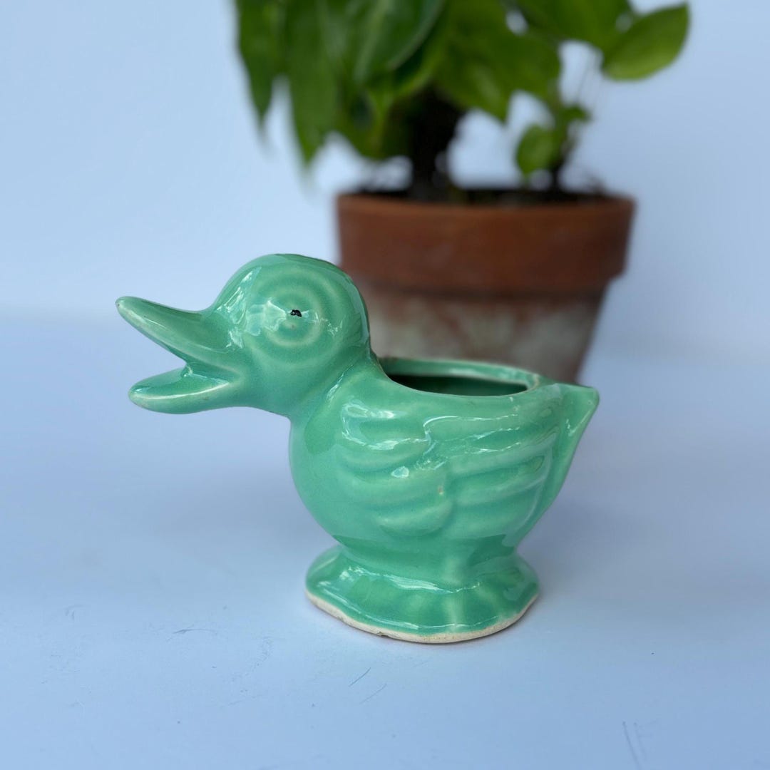 1950 Mccoy Baby Duck Planter in Aqua Teal, Pottery Duck Planter Glazed ...