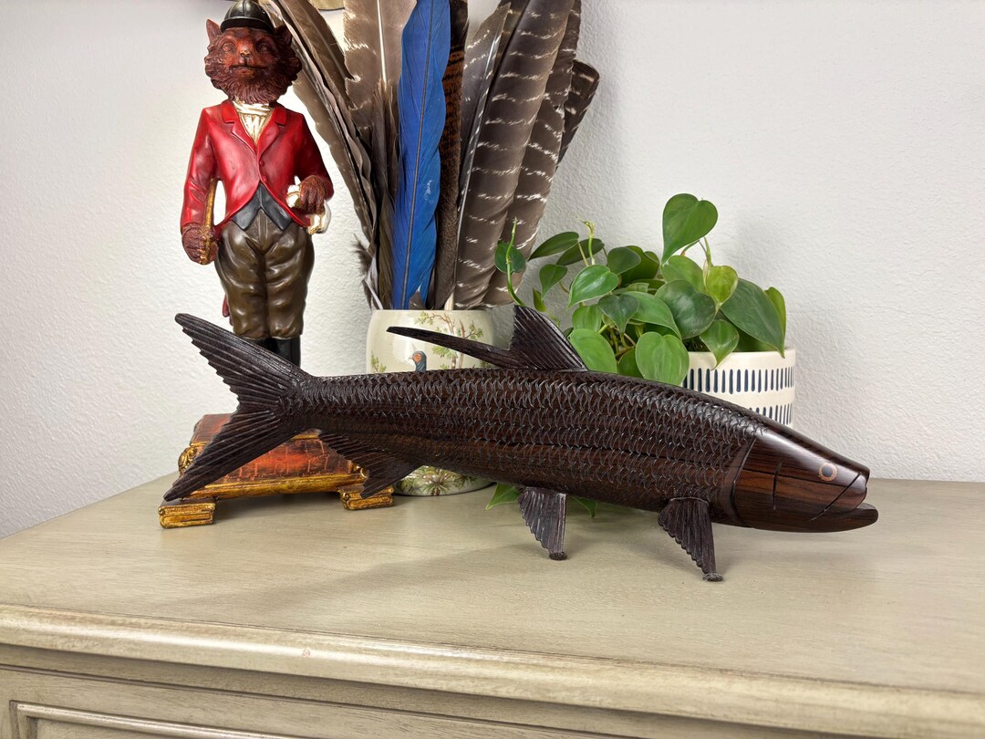 Large Hand Carved Wooden Tarpon Fish, Woodwork, Nautical, Marine Life ...