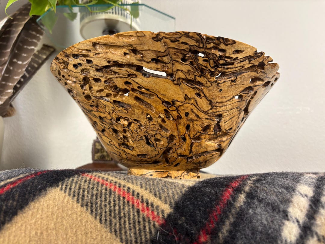 Turned Spalted Bored Magnolia Burl Wood Bowl, Wohlfart, #39704, Décor, Handmade, Wood Carving ...
