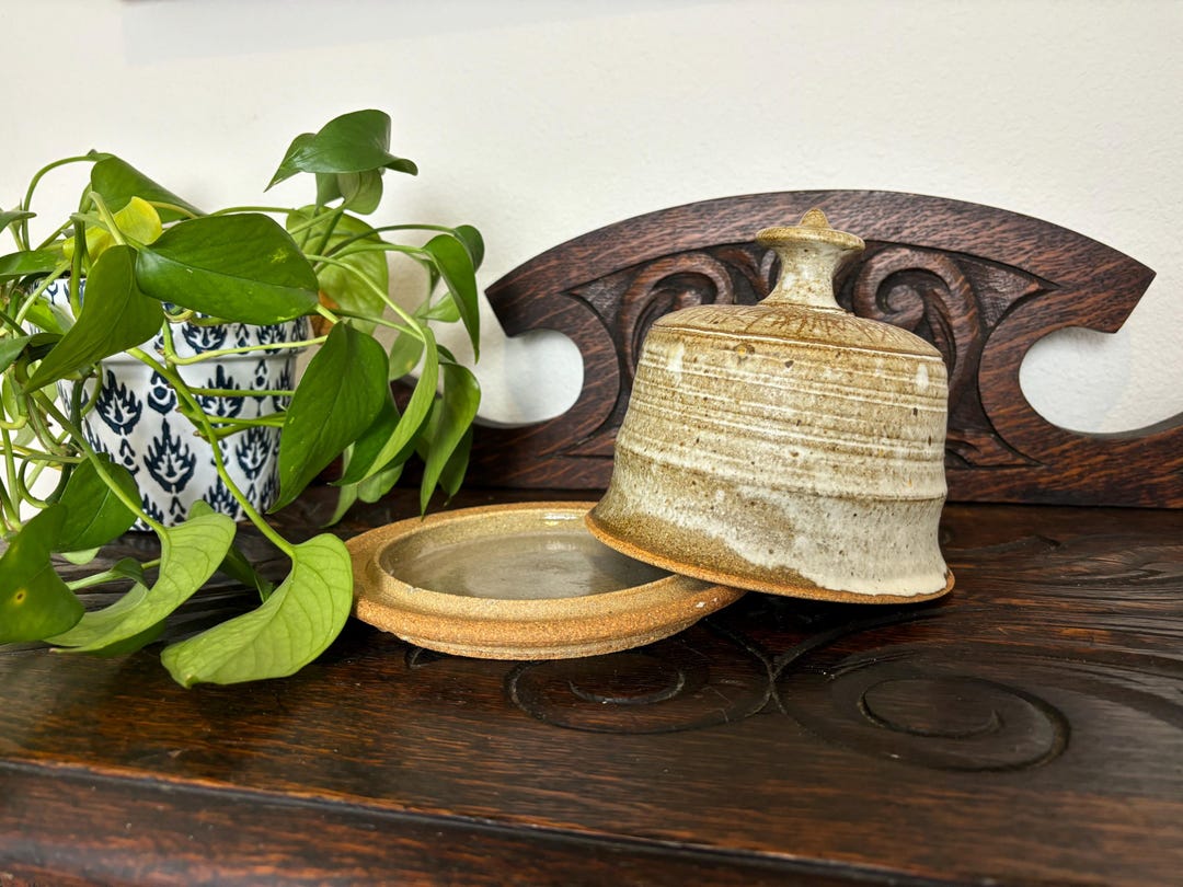 Rustic Pottery Butter/cheese Domed and Handled Lid Dish With Plate - Etsy