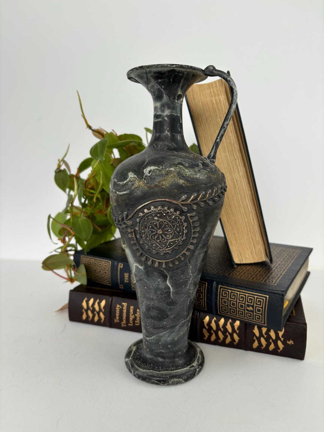 Vintage Glass With Sterling Silver Overlay, Domar Israel Amphora Art ...