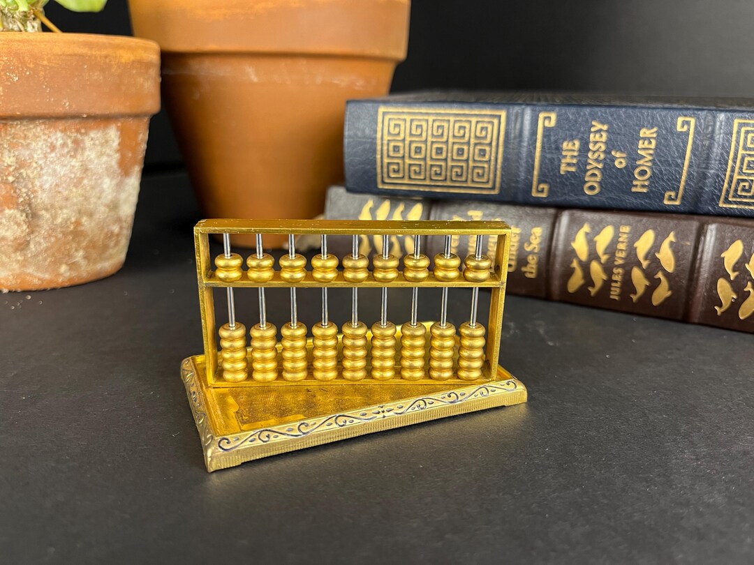 Vintage Chinese Abacus Brass, 1980's, Miniature, Desk Counter, Math ...