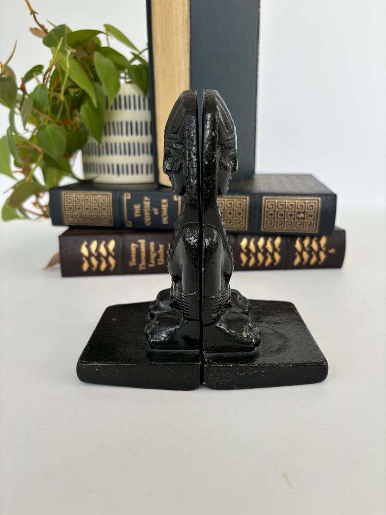 Vintage 1920's Cast Iron Sphinx Bookends, Art Deco Style, Book Shelf ...