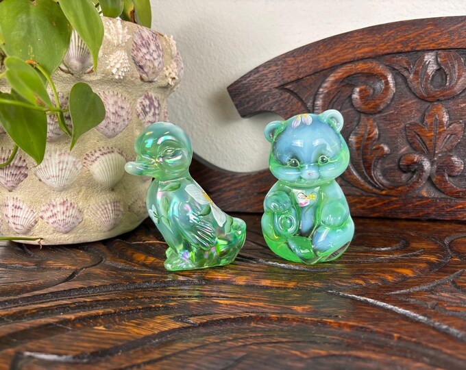 Fenton Art Glass Animal, Figurines, Duck, Teddy, Bear, Décor, Home ...
