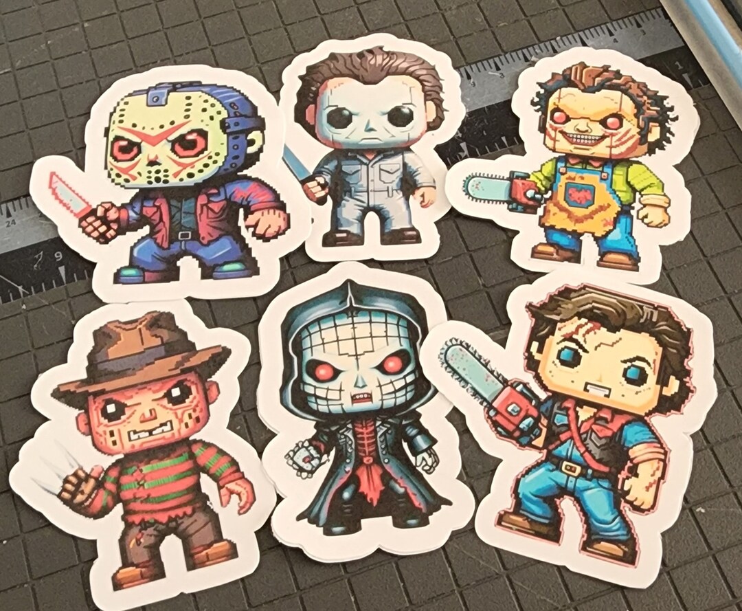 8 Bit Horror Movie Sticker Set Retro Pixel Art, Classic Horror Icons ...