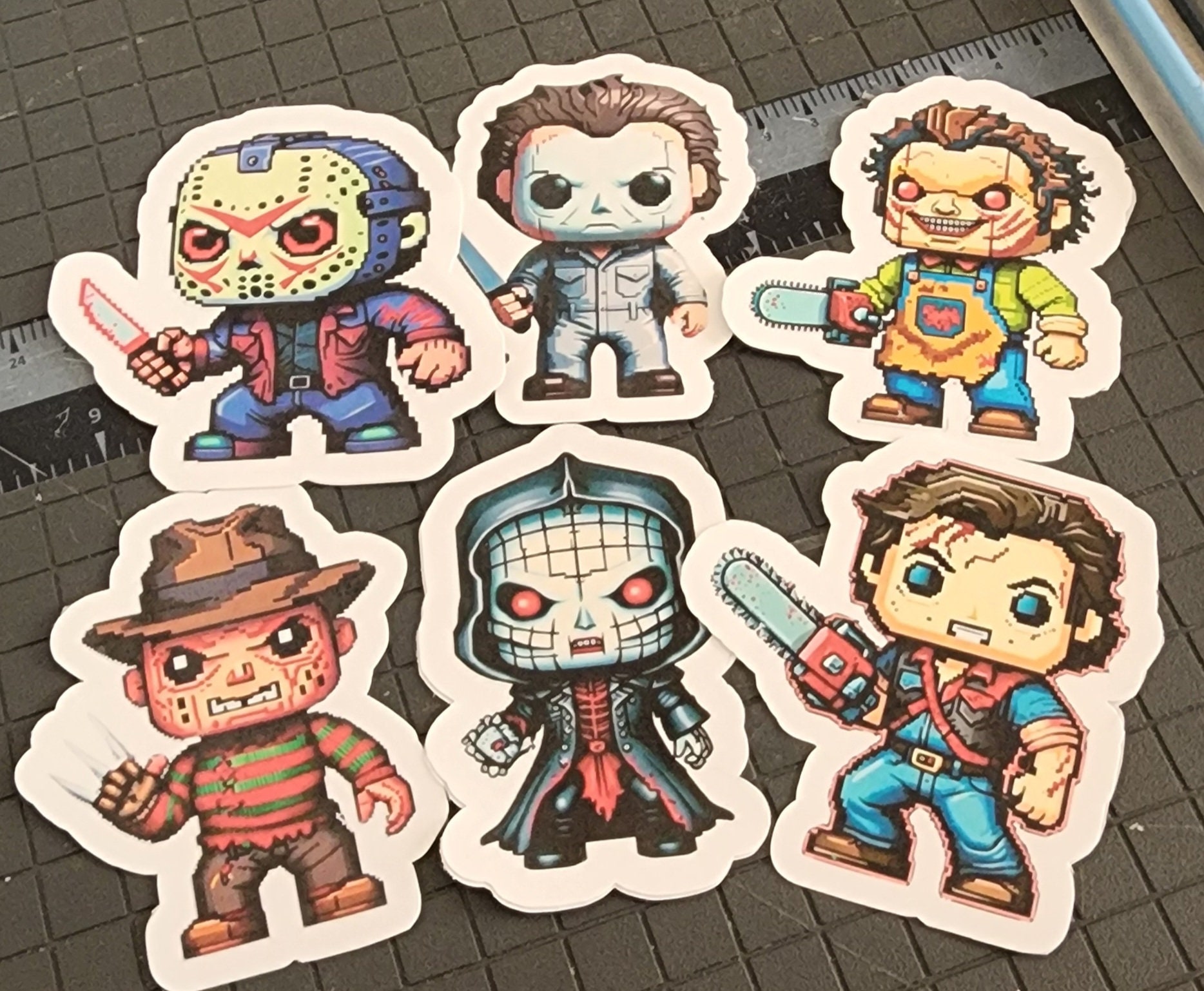 8 Bit Horror Movie Sticker Set Retro Pixel Art, Classic Horror Icons ...