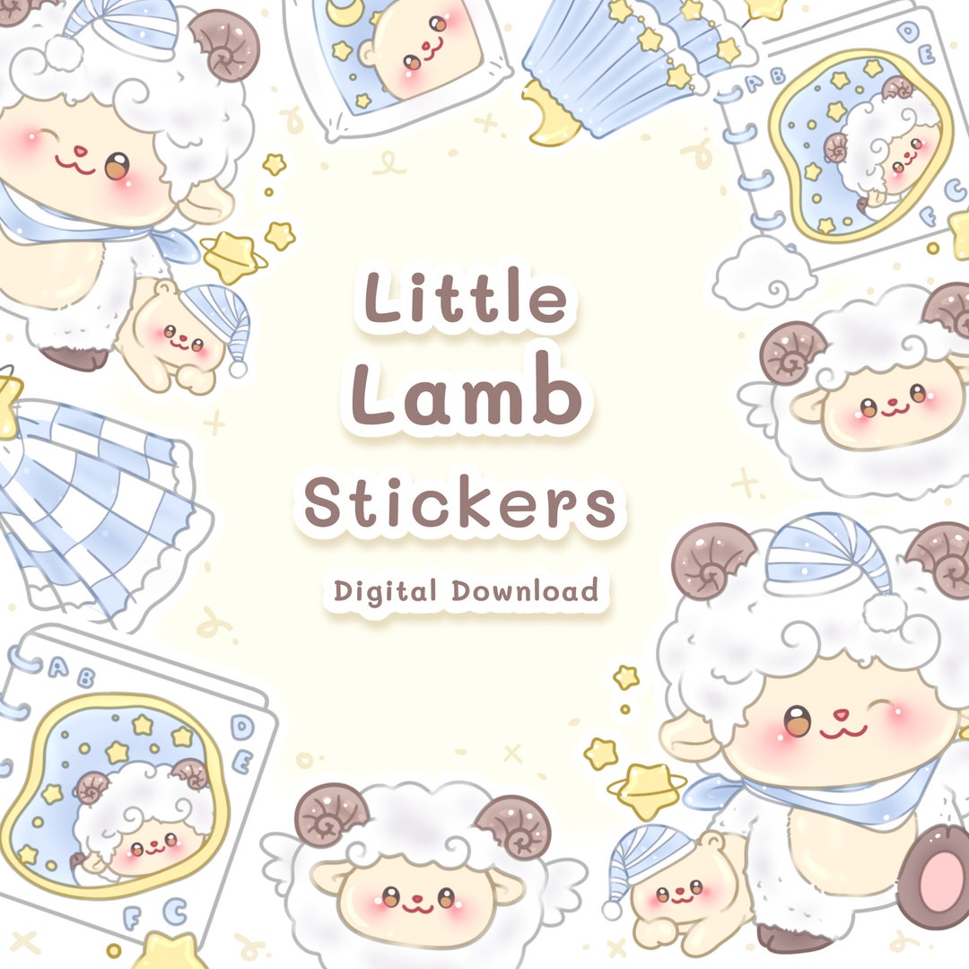Cute Lamb Digital Stickers PNG Stickers, Goodnote Stickers, Planner ...