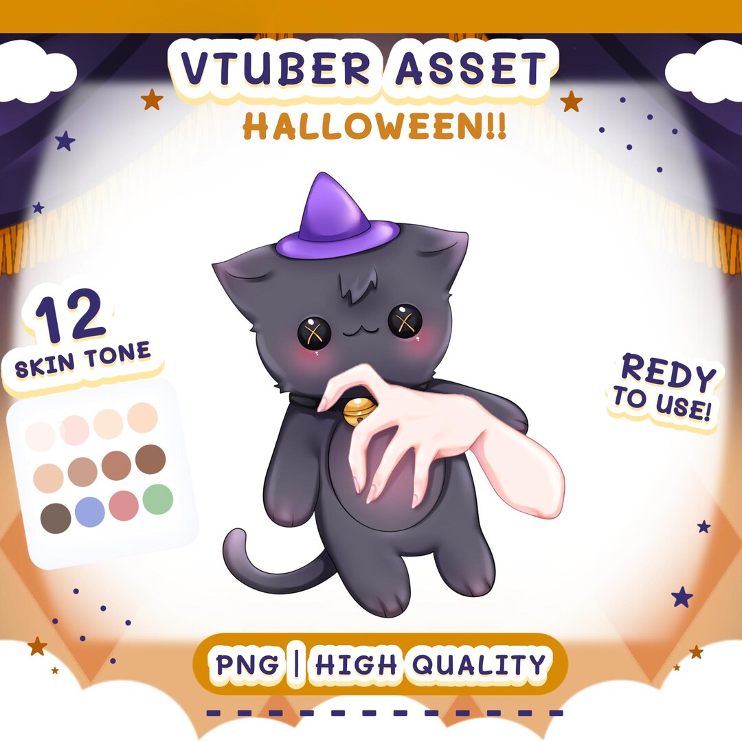 Halloween Vtuber Asset - Hand Holding Black Cat - Etsy