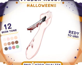 Vtuber Asset Bloody Hand Holding Knife PNG Download - Etsy