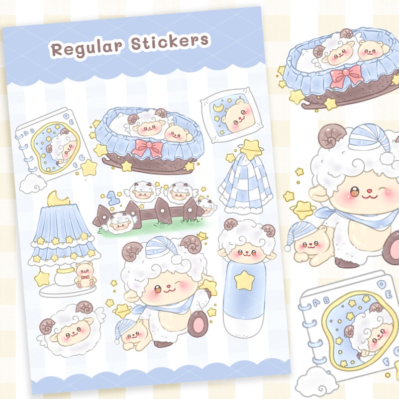 Cute Lamb Digital Stickers PNG Stickers, Goodnote Stickers, Planner ...