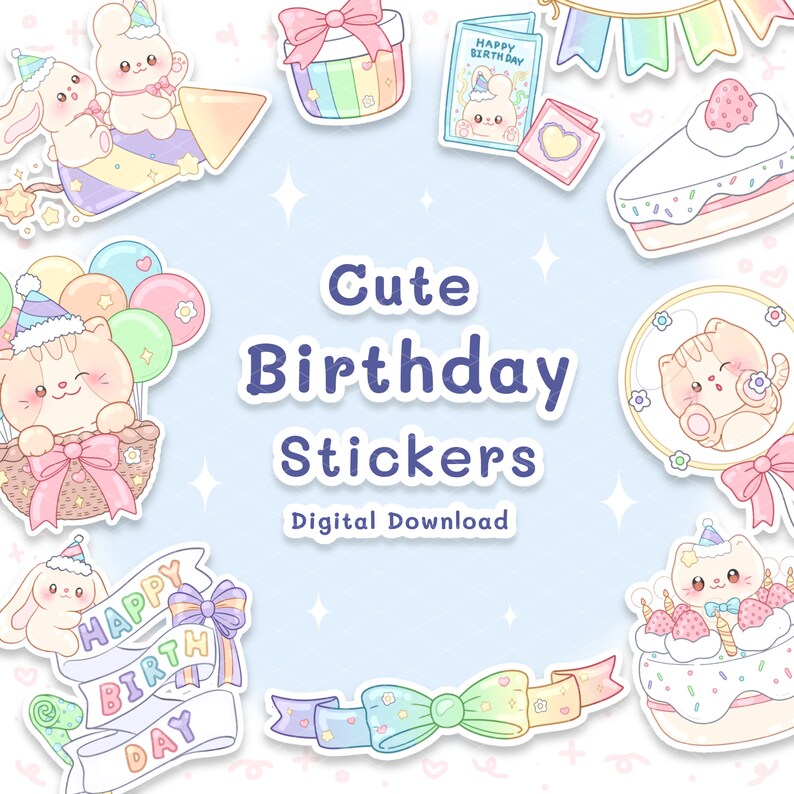 Cute Birthday Sticker Png Sticker, Goodnote Sticker, Clipart, Planner ...