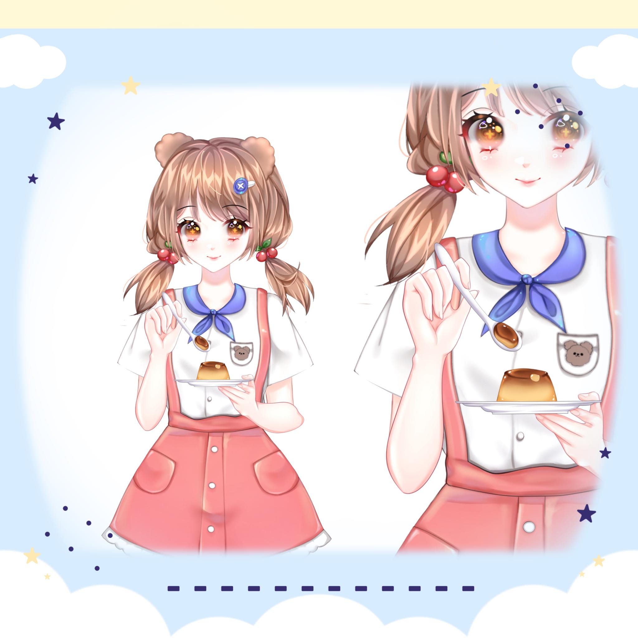 Vtuber Asset - Eating Pudding - Etsy