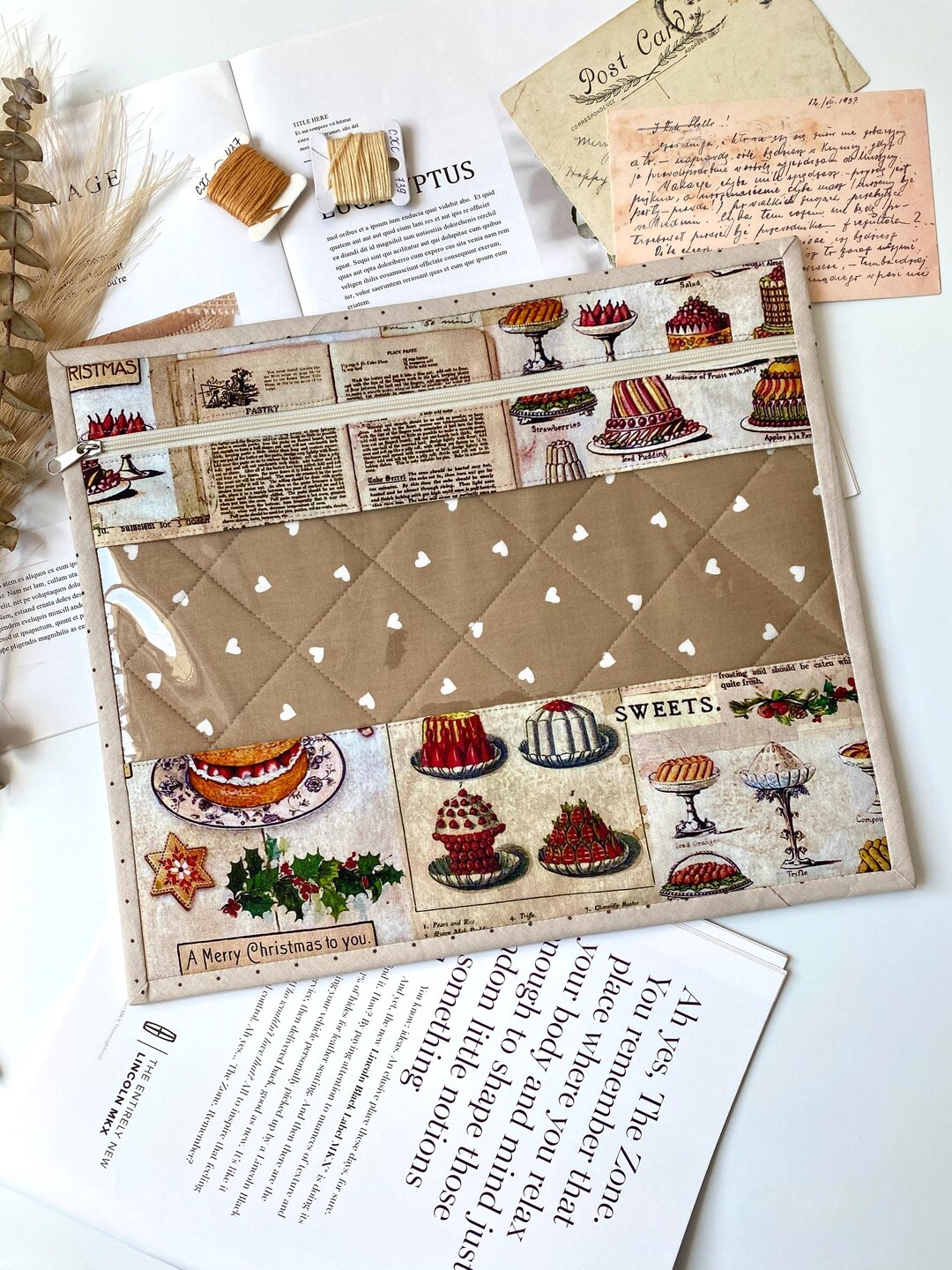 Cross Stitch Project Bag Vinyl Front, Sewing Project Bag, Needlework ...