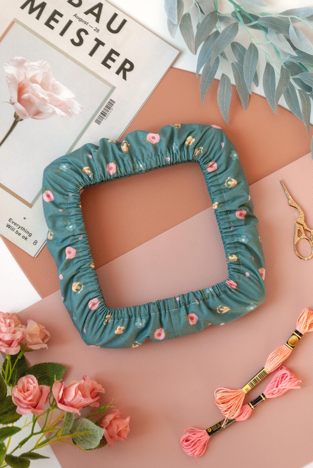 Floral Q-snap Cover and Nurge Hoop Protector, Cyan Grime Guard ...
