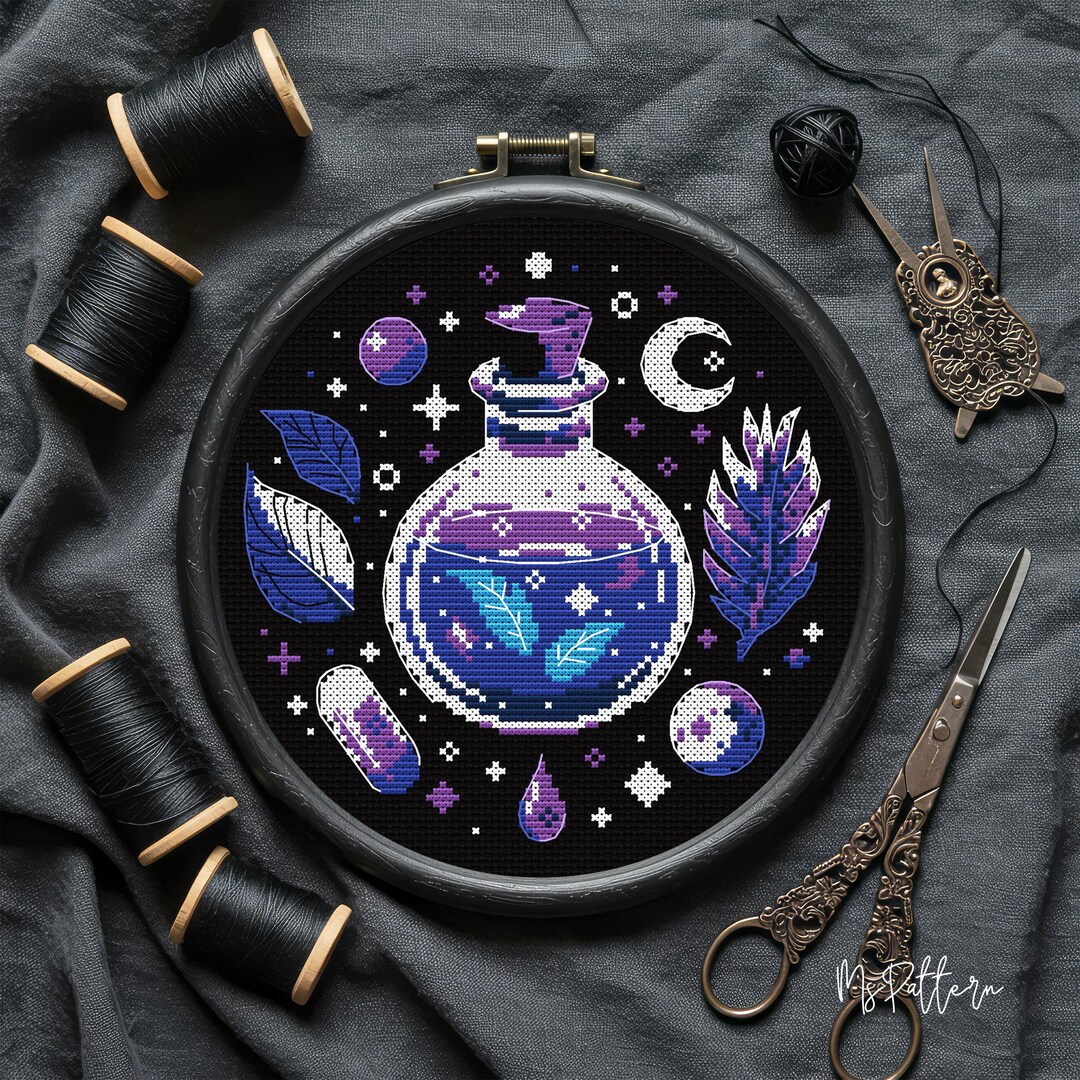 Witch's Potion Cross Stitch Pattern, PDF, Gothic Cross Stitch ...