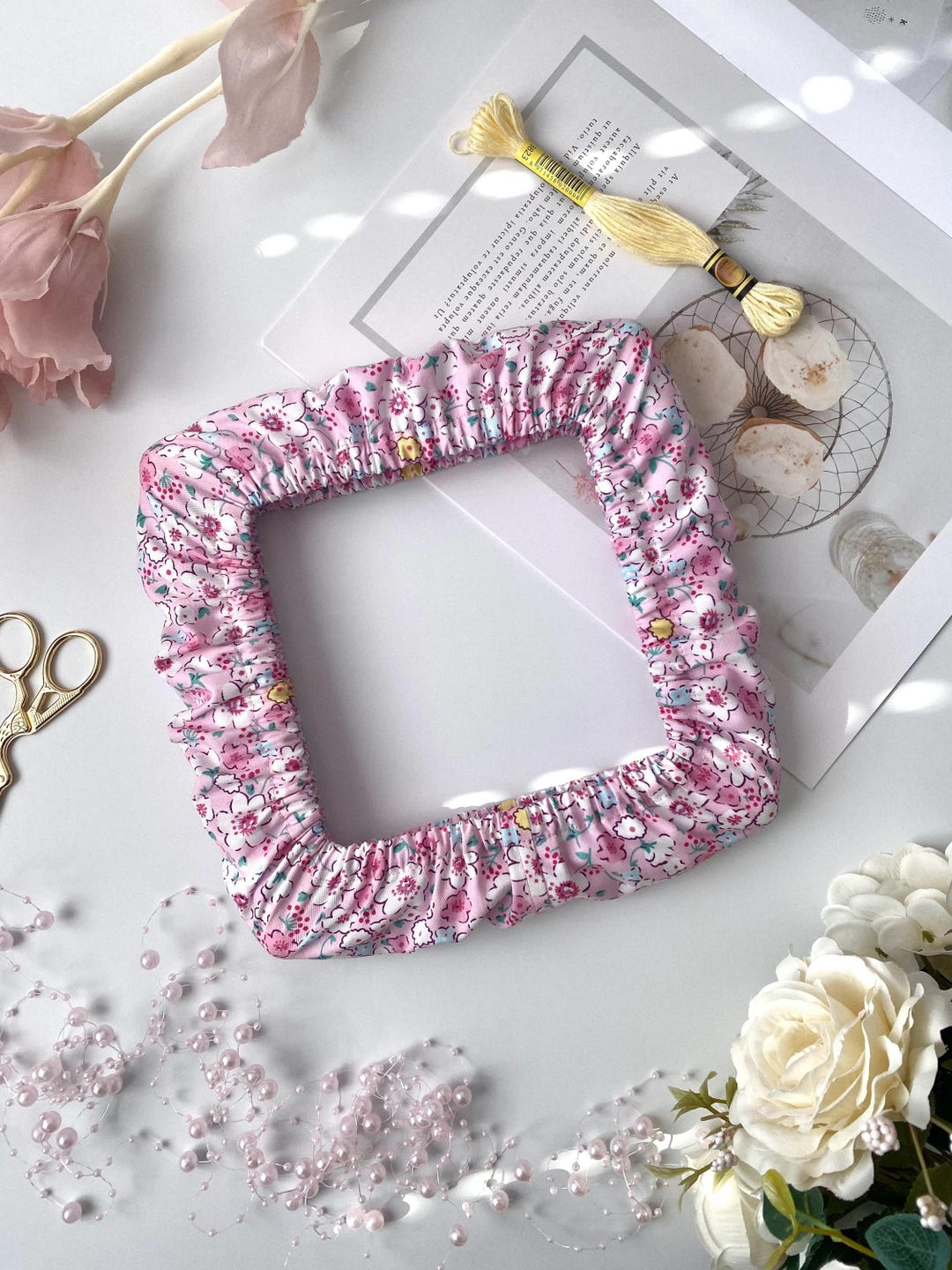 Floral Grime Guard for Q Snap and Nurge Hoop, Cross Stitch Hoop Cover ...