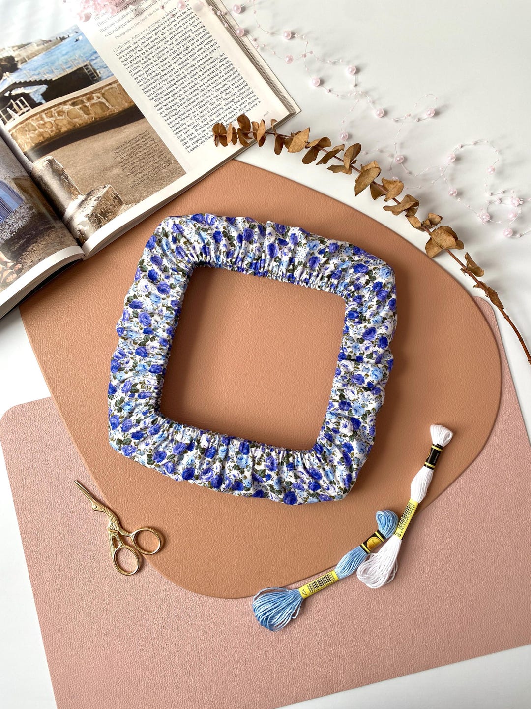 Floral Embroidery Hoop Cover, Hoop Frame Protector, Cross Stitch Supply ...