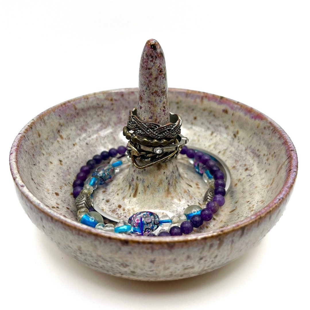 Speckled Rosy Beige Ring Holder Ceramic Ring Holder Wheel Thrown Ring ...