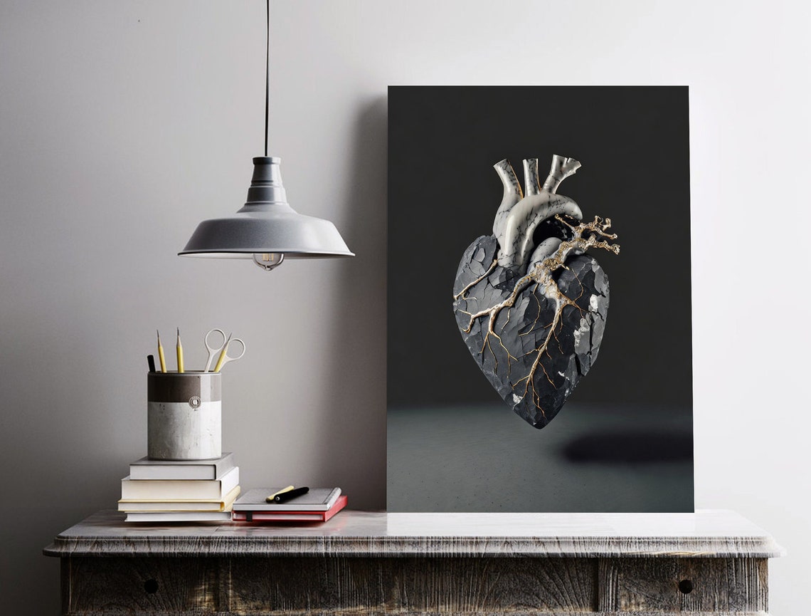 Kintsugi Stone Heart (digital Art) - Etsy