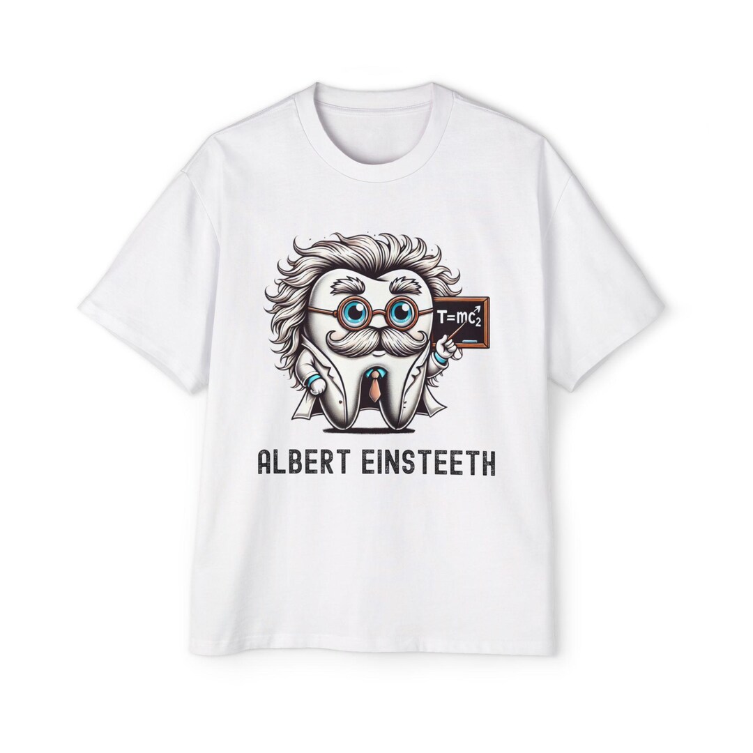 Men's Tee, Albert Einstein Tooth Cartoon T-shirt, Science Lab Coat ...