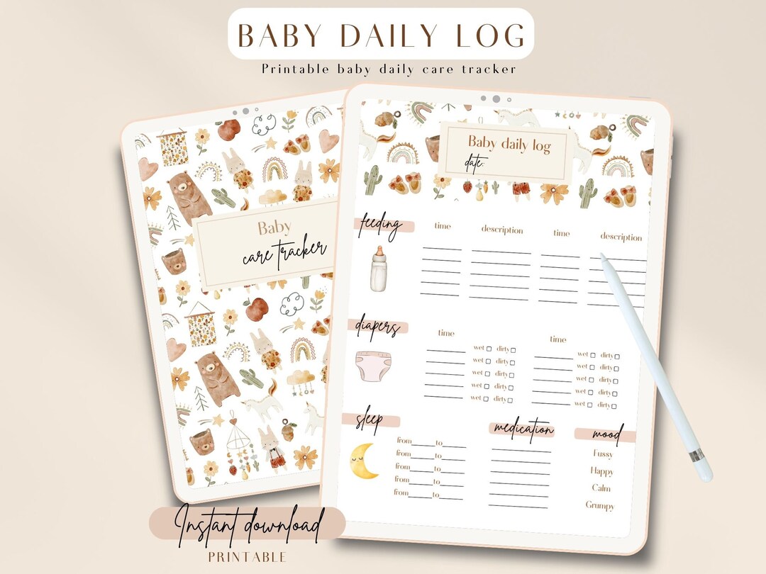 Boho Baby Daily Log, Baby Journal, Newborn Tracker, Baby Feeding Log ...