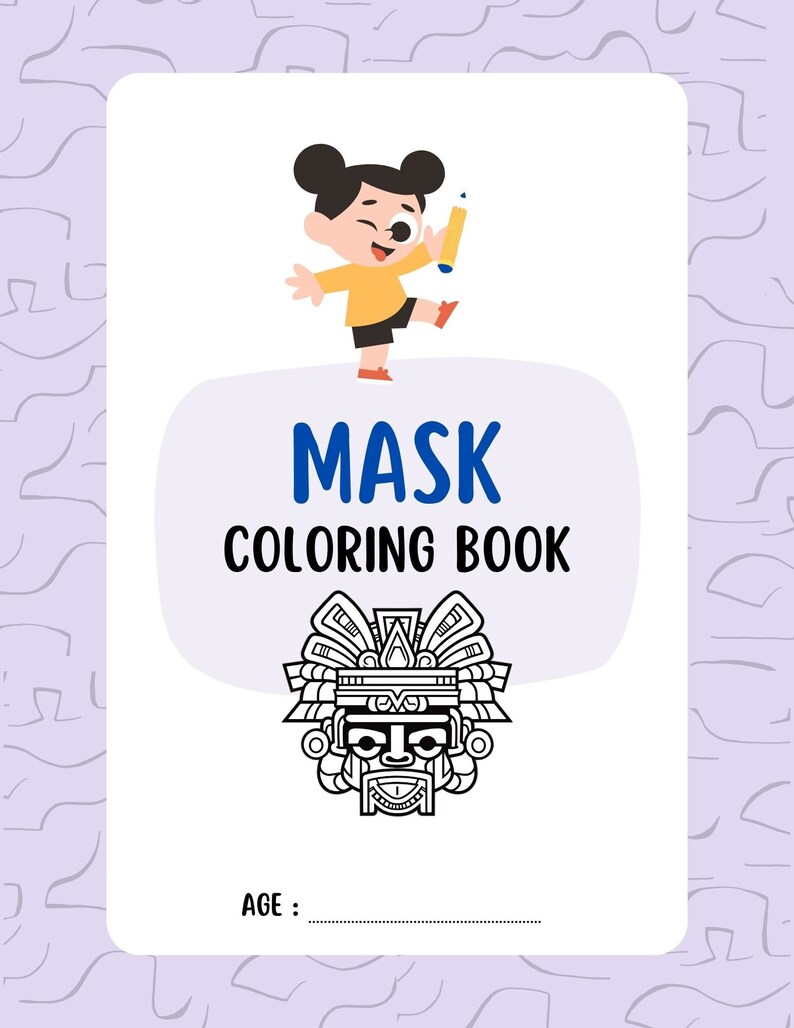 20 Mask Coloring Pages, Printable PDF, Digital Download, Cute Mask ...