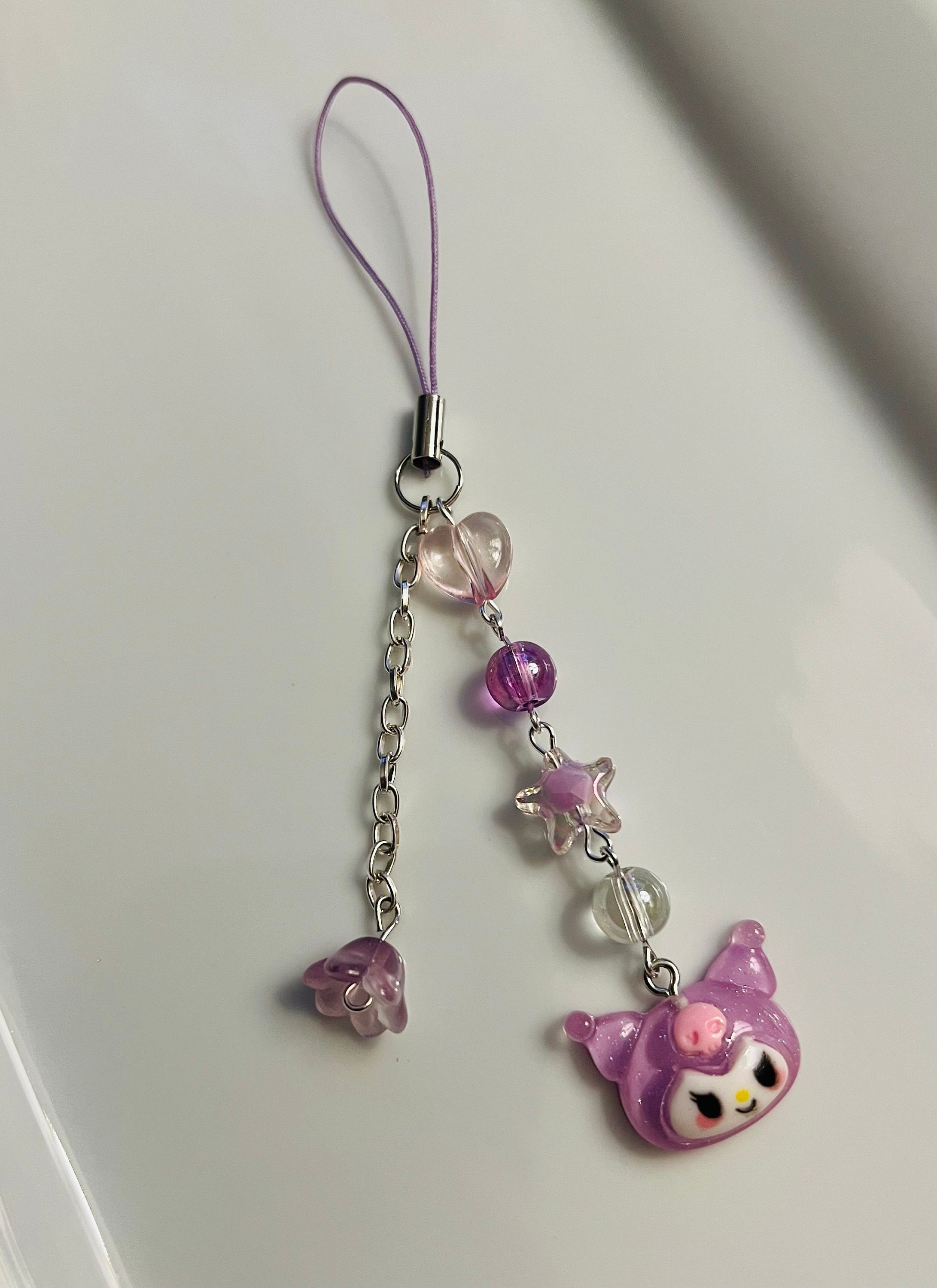 Kawaii Sanrio Beaded Phone Charms, Kuromi , My Melody, Cinnamoroll ...
