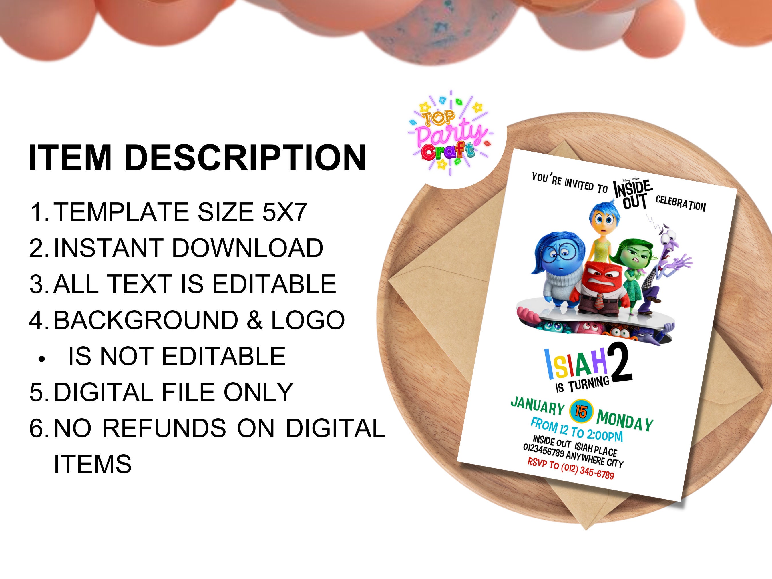 Inside Kids Out Two Birthday Invitations, Canva Template Digital ...