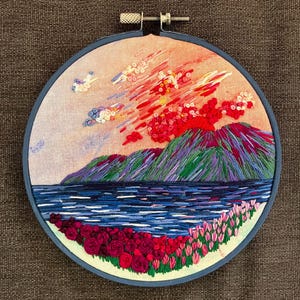 Beautiful Mountain Sunset Embroidery - Etsy