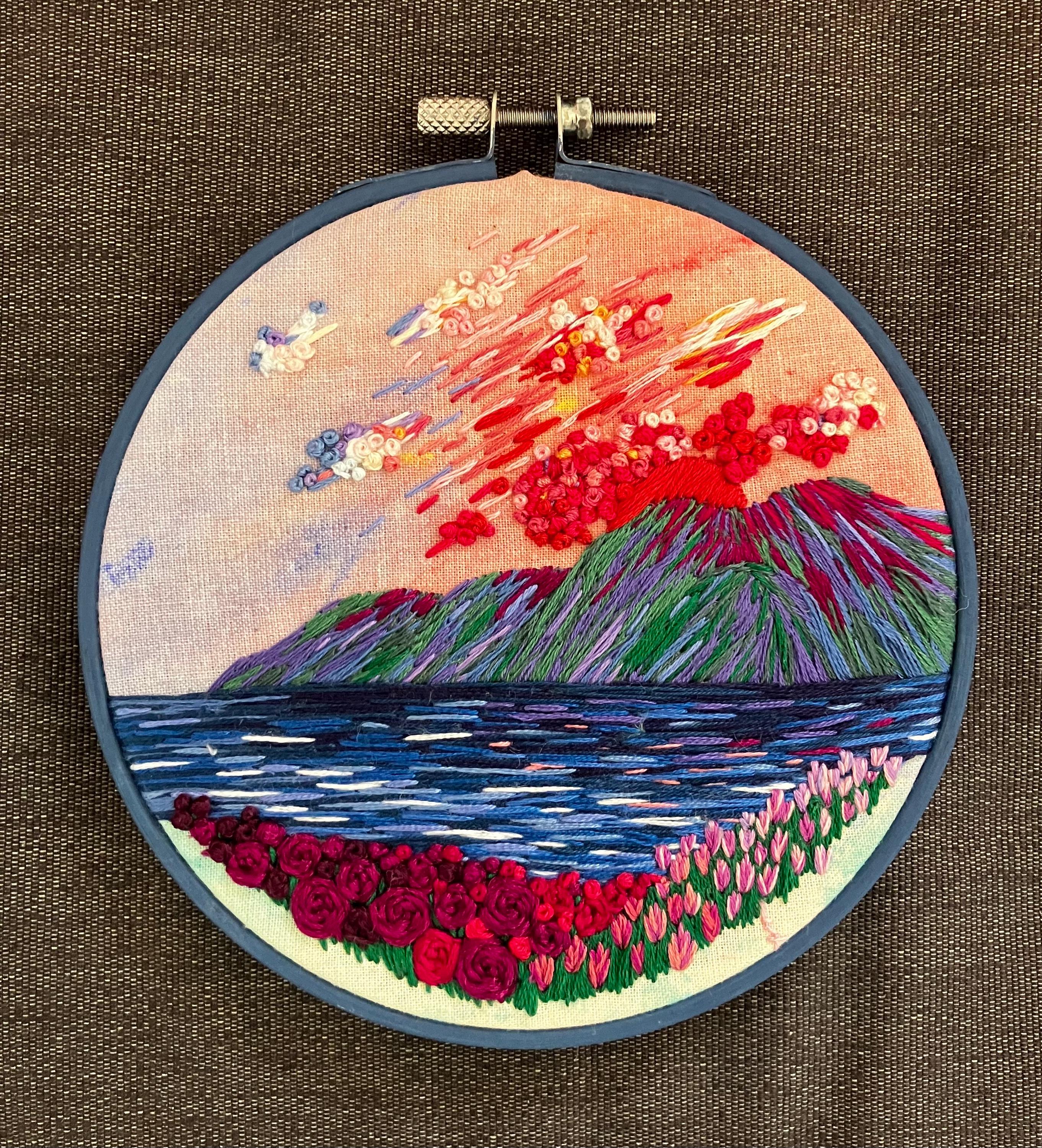 Beautiful Mountain Sunset Embroidery - Etsy