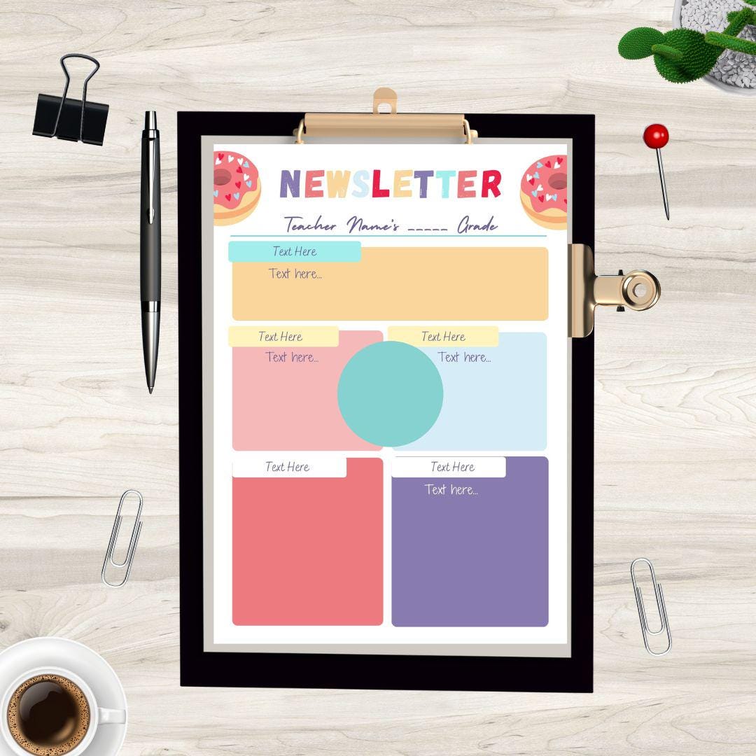 Donut-themed Teacher Newsletter Template, Editable Printable, Classroom ...