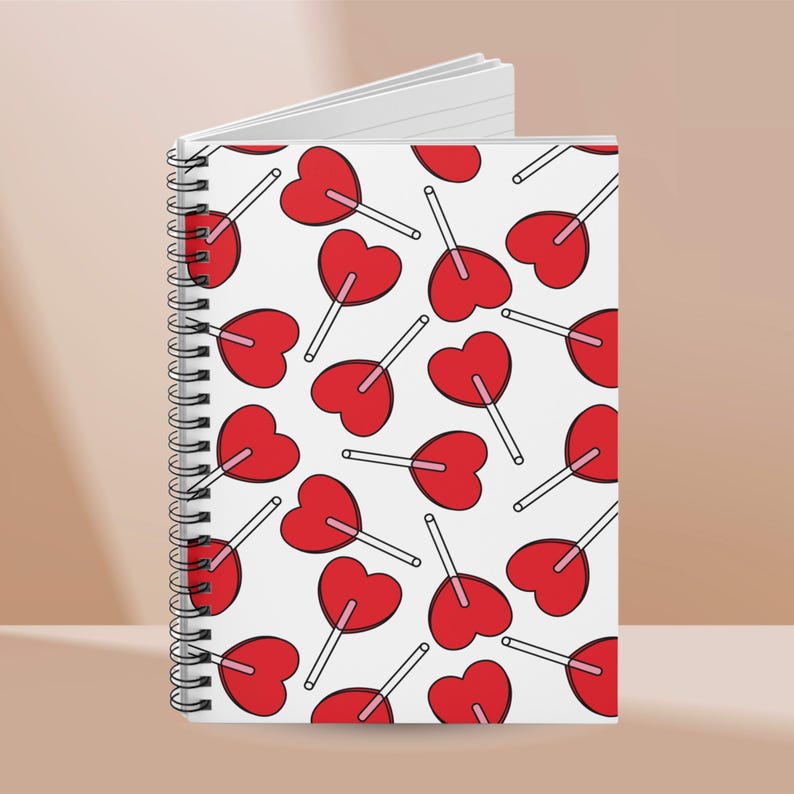 Aesthetic Heart Lollipop Spiral Notebook Lined Journal for School ...