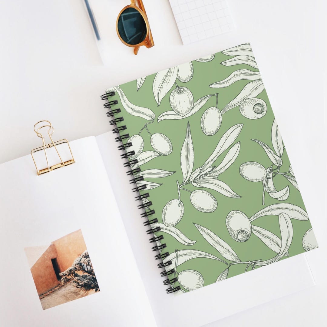 Aesthetic Sage Green Olive Spiral Notebook Journal for School & Office ...