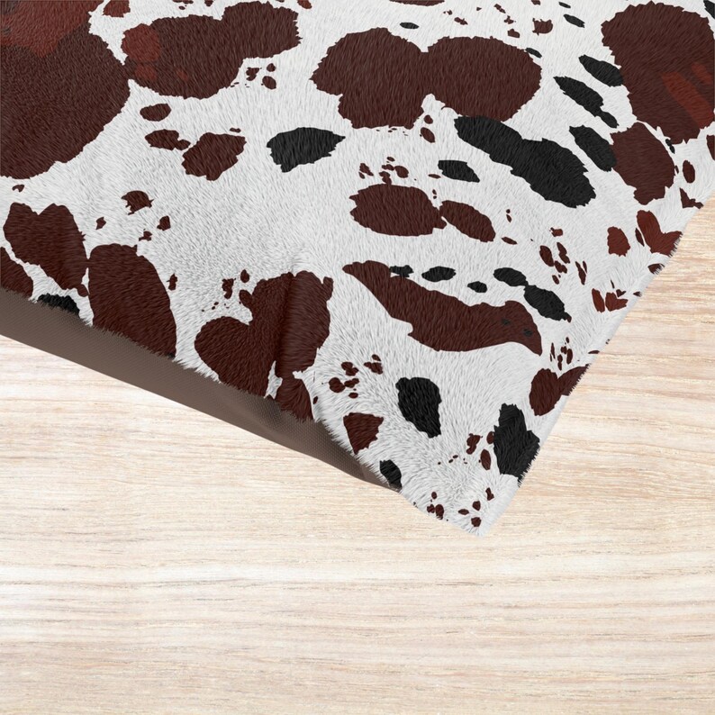 Cozy Cow Print Pet Bed, Plush Animal Print Dog Cat Cushion, Western ...