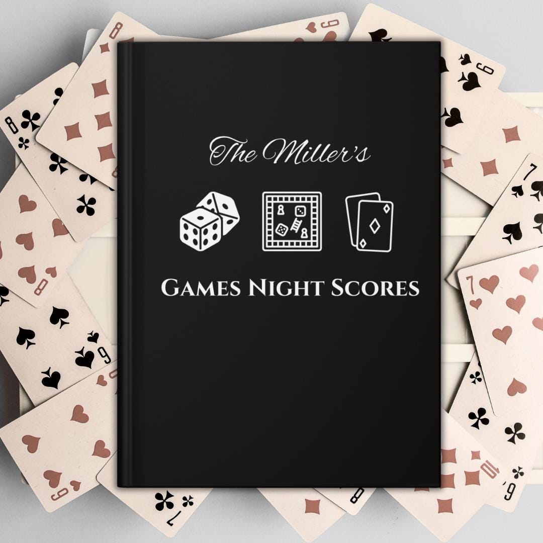 Personalized Family Game Night Score Book Custom Name Game Night Gifts ...