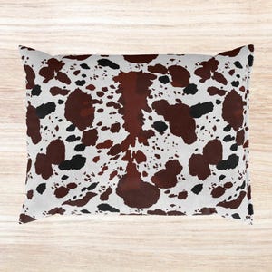 Cozy Cow Print Pet Bed, Plush Animal Print Dog Cat Cushion, Western ...
