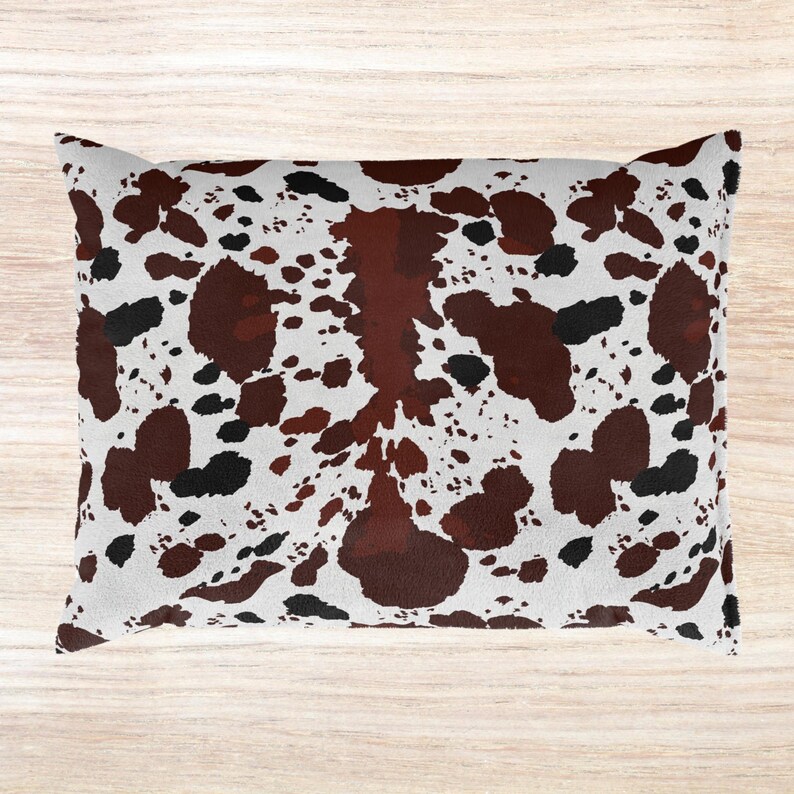 Cozy Cow Print Pet Bed, Plush Animal Print Dog Cat Cushion, Western ...