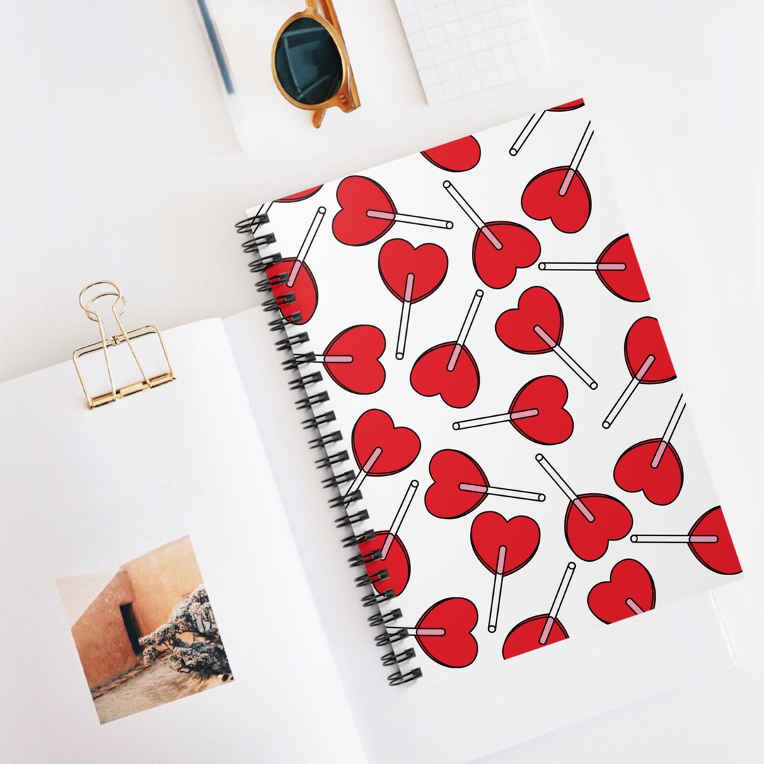 Aesthetic Heart Lollipop Spiral Notebook Lined Journal for School ...