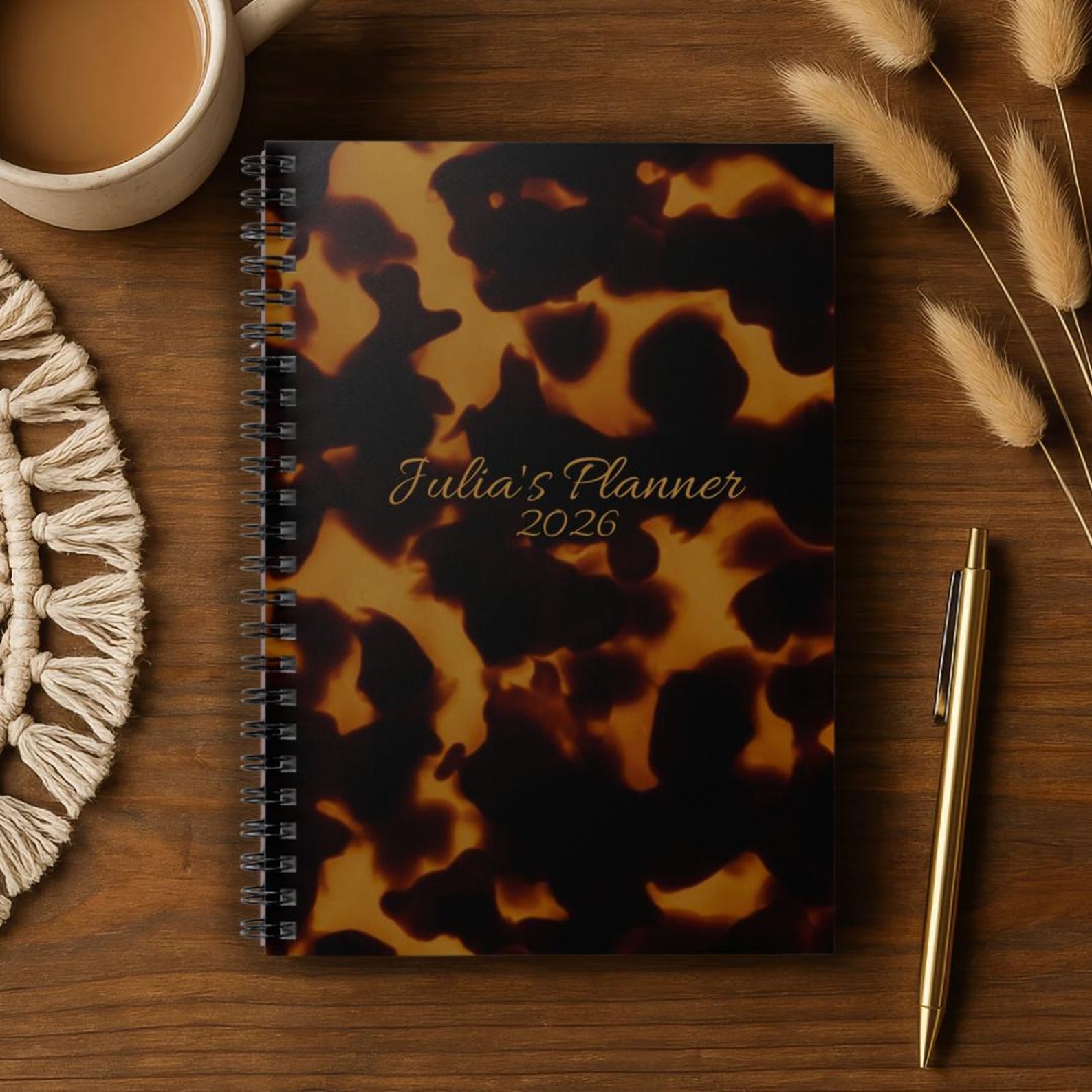 Personalized 2026 Planner Tortoise Shell Spiral Notebook Personalized ...