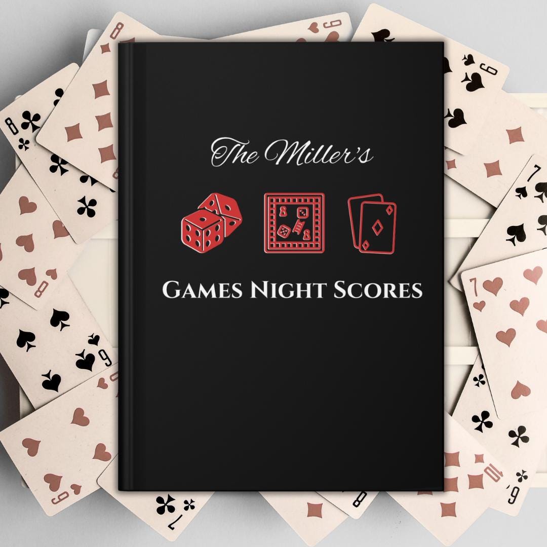 Personalized Family Game Night Score Book Custom Name Game Night Gifts ...