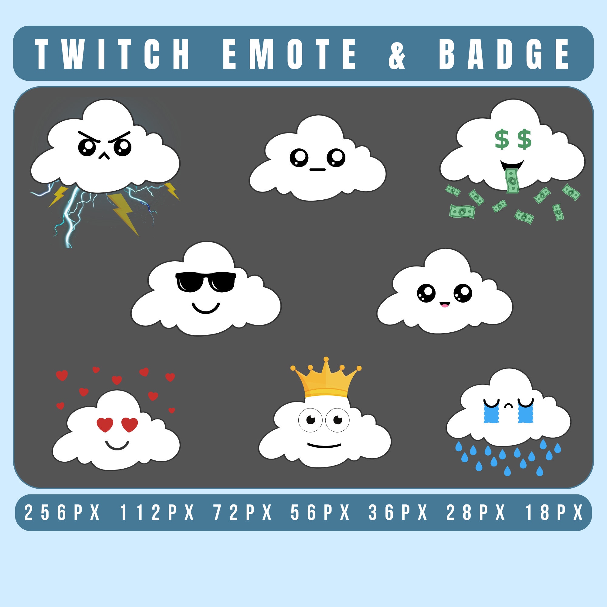 Twitch Emote Cloud White Cloud Twitch Emote Collection Twitch Cloudy ...