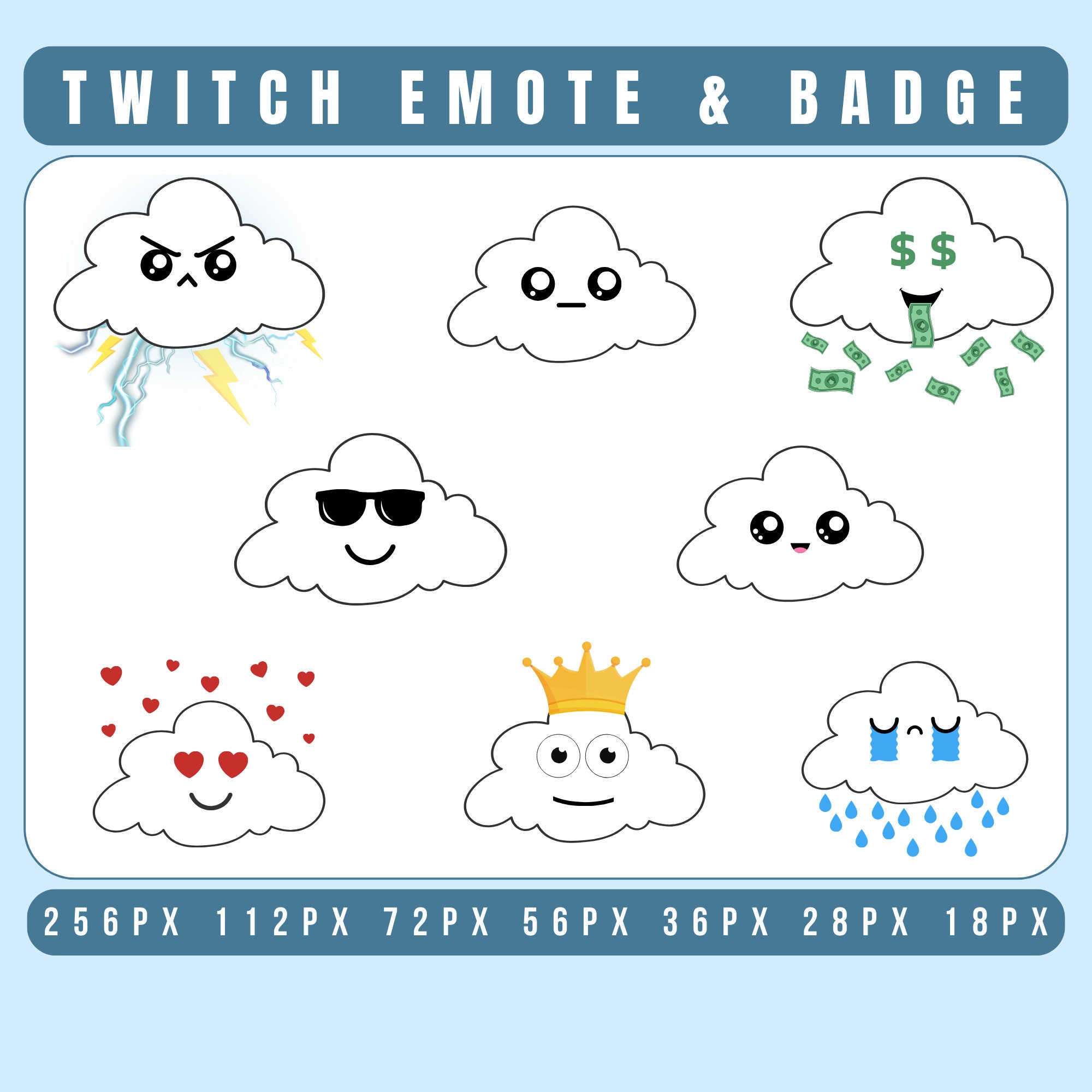 Twitch Emote Cloud White Cloud Twitch Emote Collection Twitch Cloudy ...